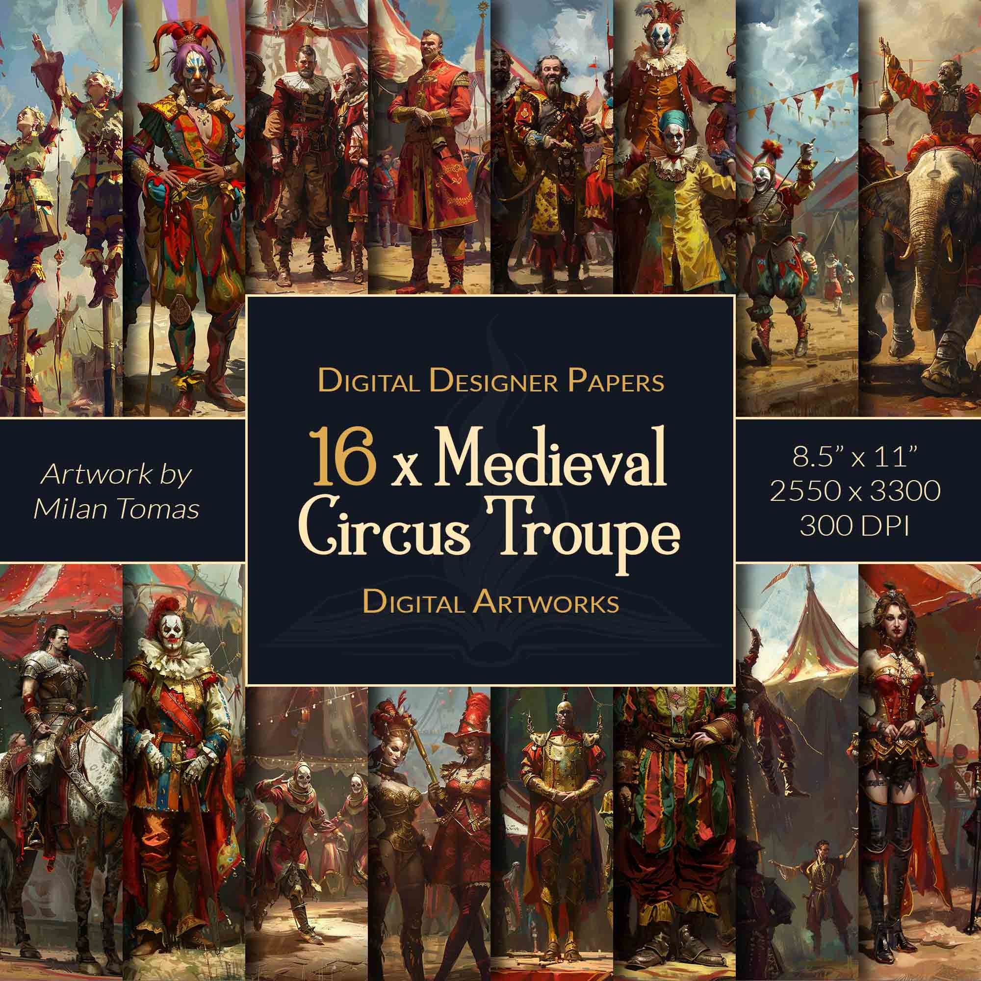 Medieval Circus Troupe Digital Artworks: Scrapbook Paper (digital ...