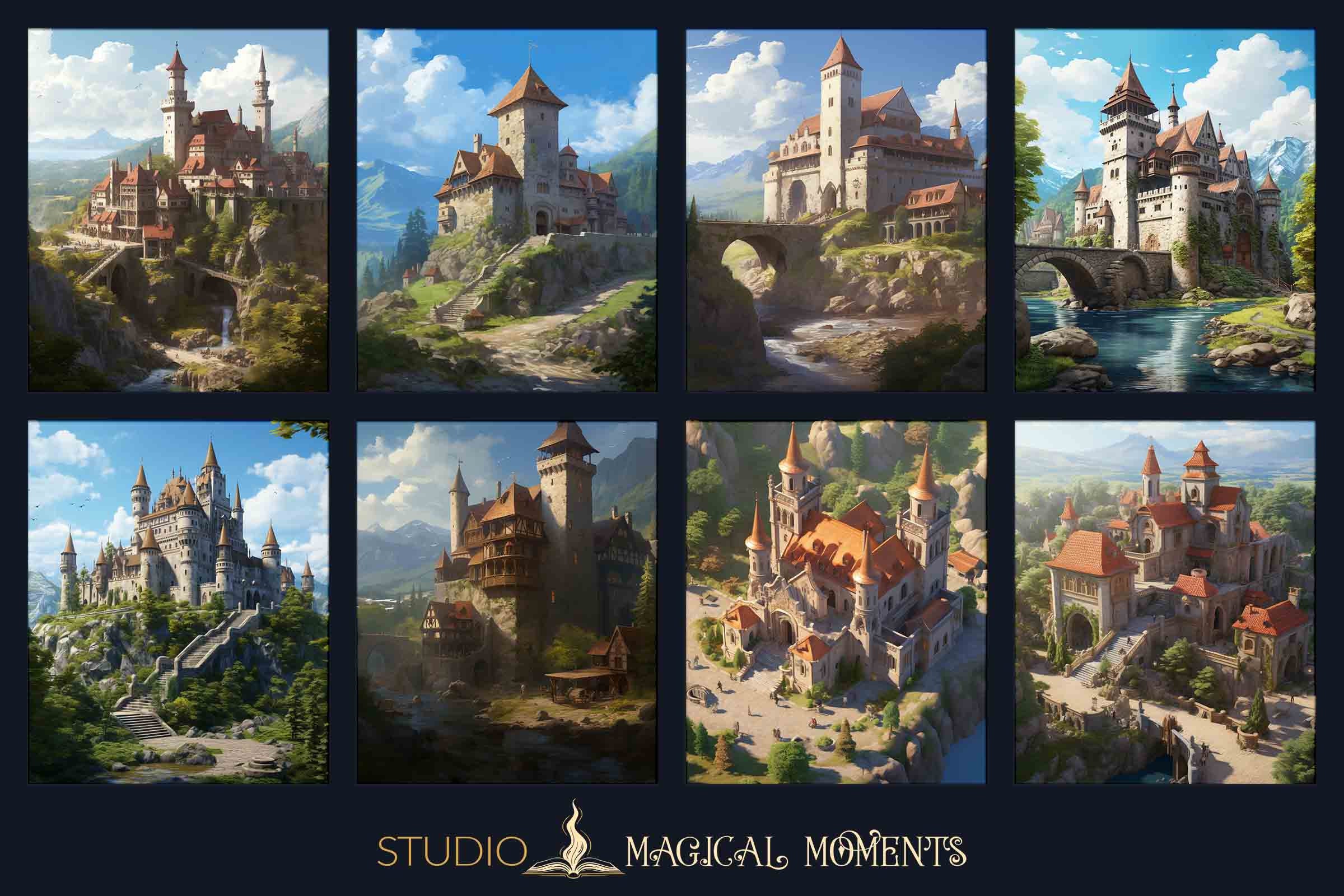 Medieval Fantasy Castle Digital Artworks Pack Set of 16 Digital Papers ...