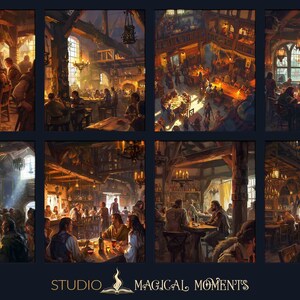 Lively Medieval Tavern Digital Artworks Pack | Set of 16 Digital Papers ...