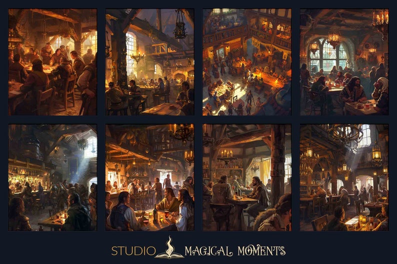 Lively Medieval Tavern Digital Artworks Pack | Set of 16 Digital Papers ...
