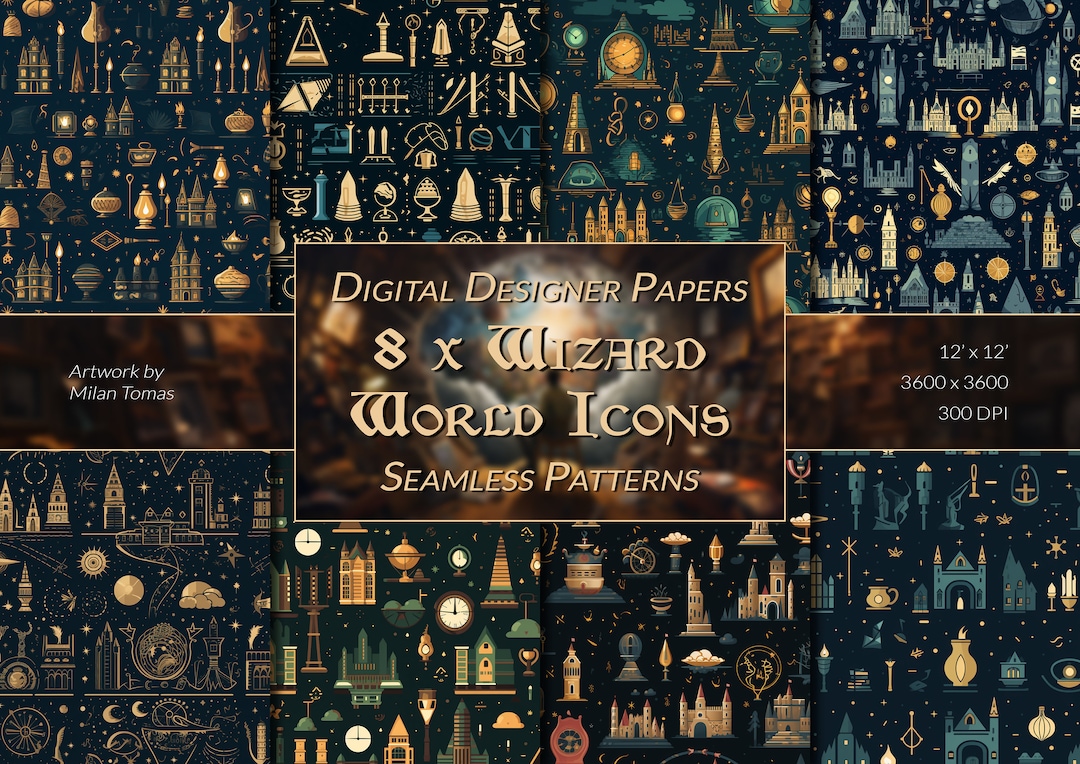 Wizarding World Icons Seamless Patterns Pack Set of 8 - Etsy