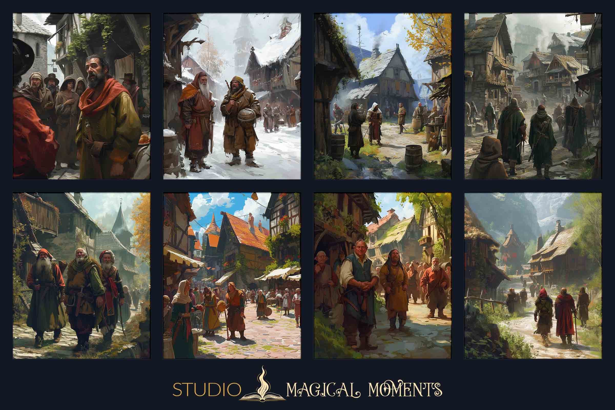 Medieval Villagers Digital Art: Fantasy Scrapbook Paper (digital ...