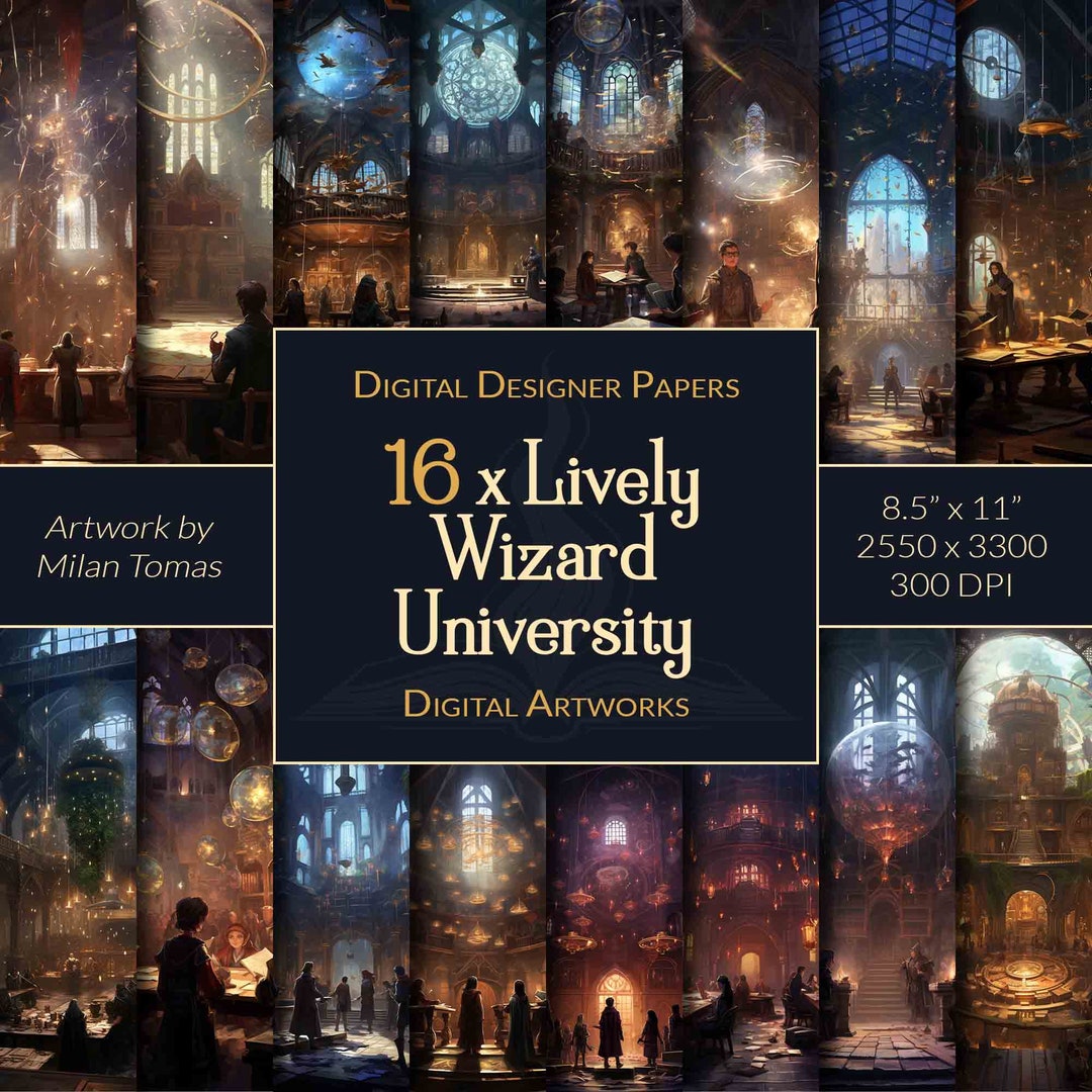 Wizard University Interior Art: 16 Fantasy Digital Papers (digital ...