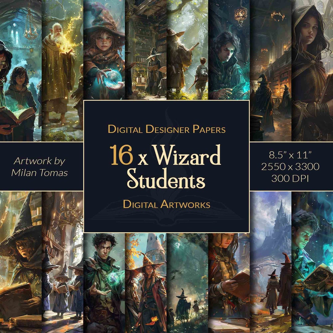 Wizard Students Digital Artworks Pack | Set of 16 Digital Papers ...