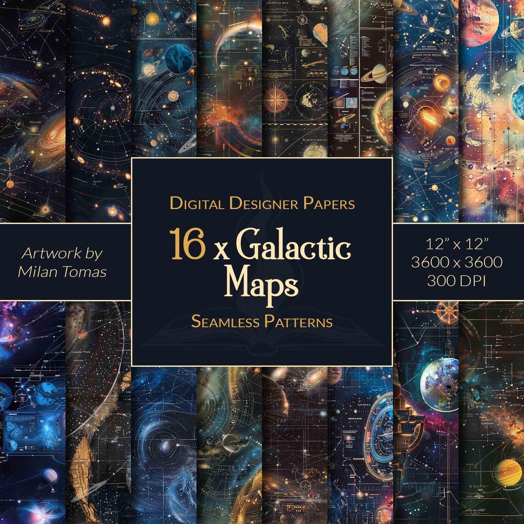 Galactic Maps Seamless Patterns: Scrapbook Paper (digital Download) - Etsy
