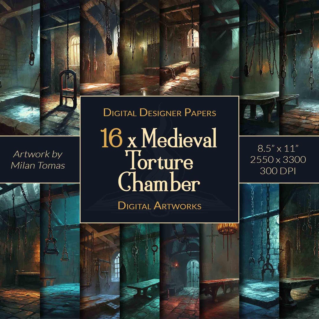 Medieval Torture Chamber Digital Art | Dark Ages Scrapbook Paper ...