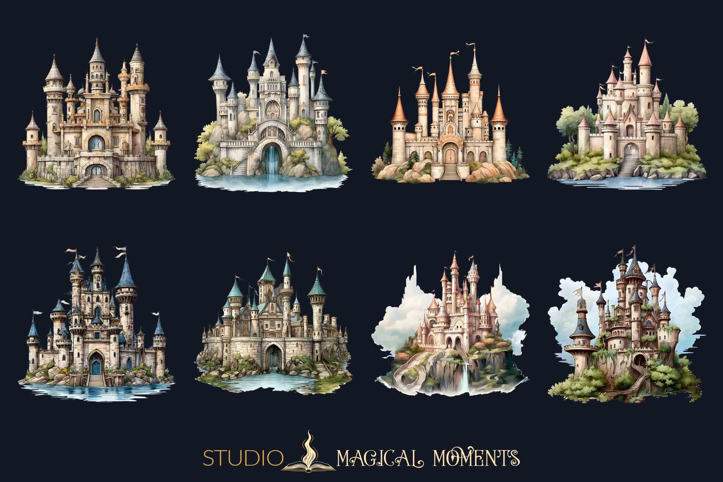 Fantasy Castles Clip Art Pack Set of 16 Digital Artworks Scrapbook ...