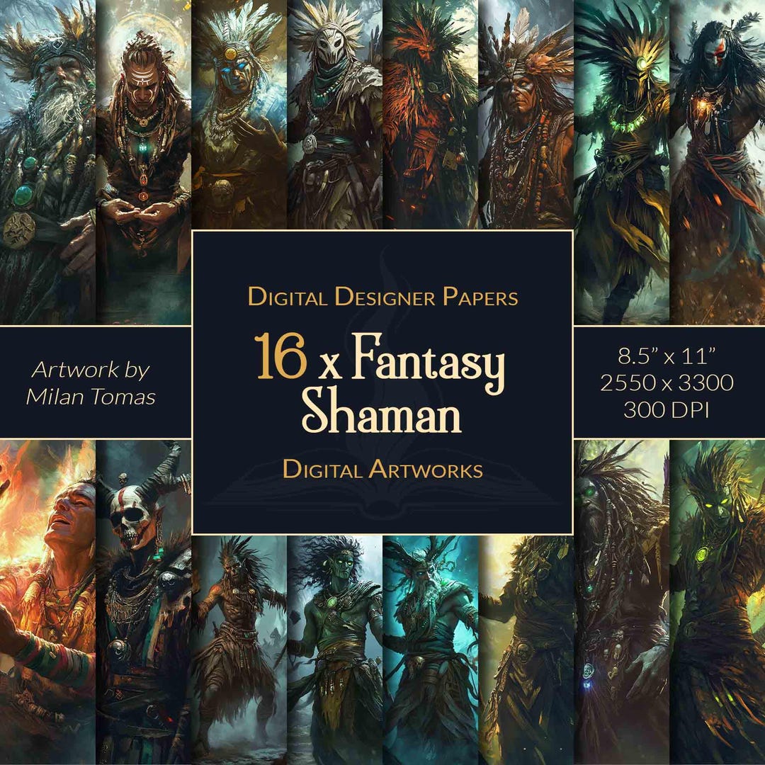 Fantasy Shaman Digital Artworks: Scrapbook Paper Pack (digital Download ...