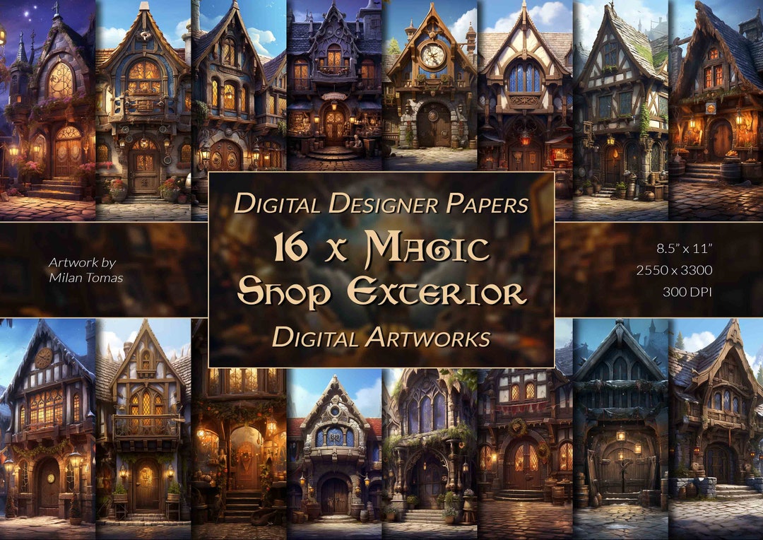 Medieval Fantasy Magic Shop Exterior Digital Artworks Pack - Etsy