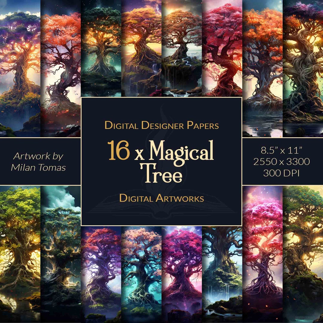 Magical Tree Art: 16 Fantasy Digital Papers (digital Download) - Etsy