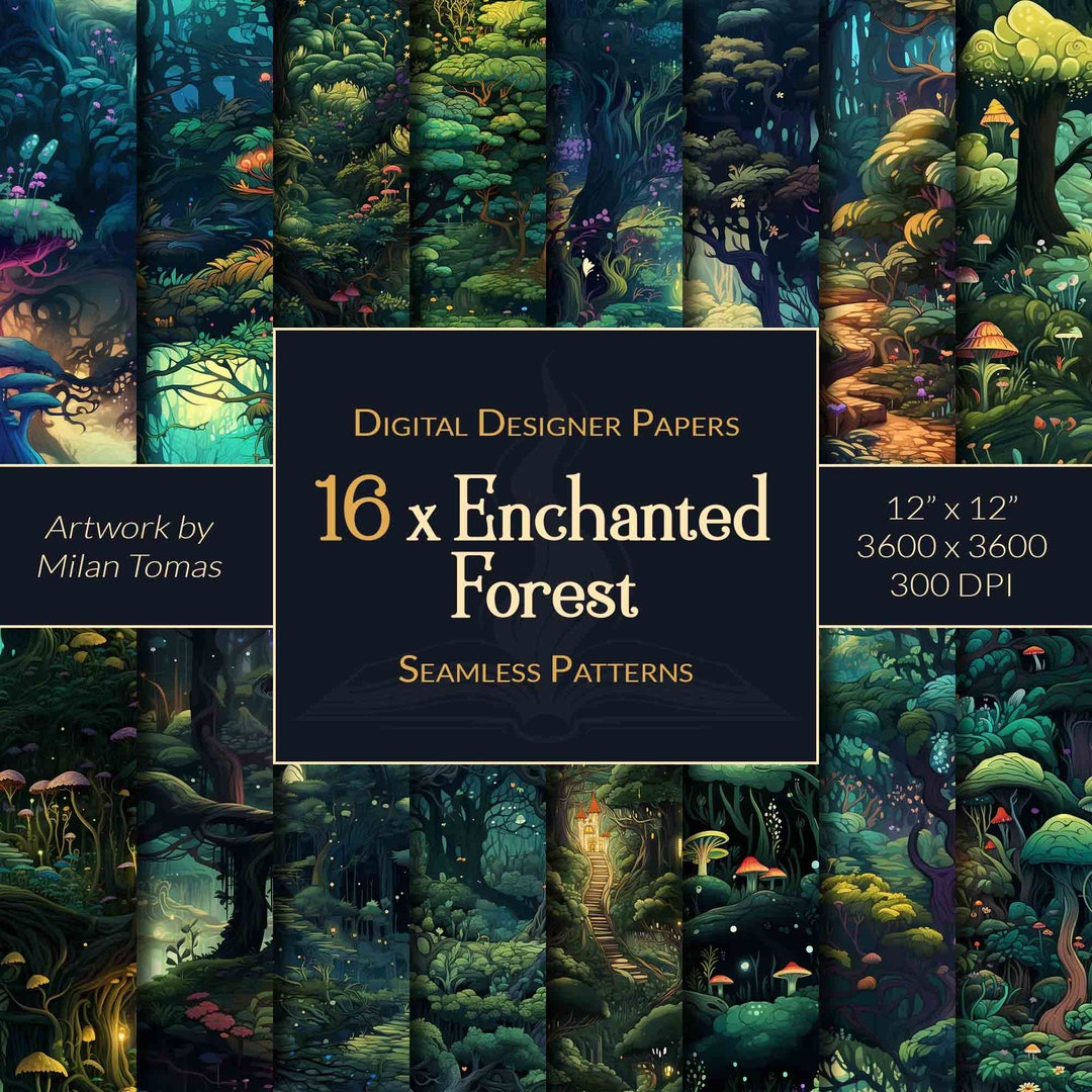 Enchanted Forest Seamless Patterns Pack | Set of 16 Digital Papers ...