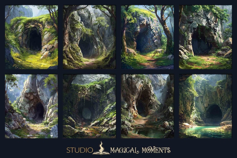 Cave Entrance Digital Paper: Fantasy Scrapbook Art (digital Download ...