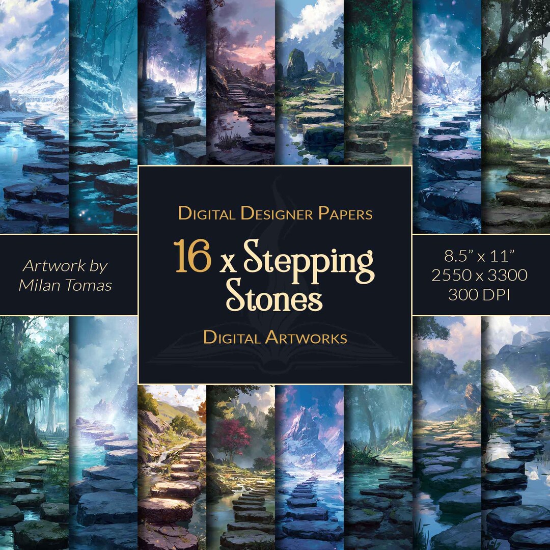 Stepping Stones Digital Artworks Pack | Set of 16 Digital Papers ...