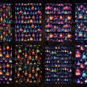 Magical Potions Seamless Patterns Pack Set of 16 Digital Papers Scrapbook Paper Junk Journals ...