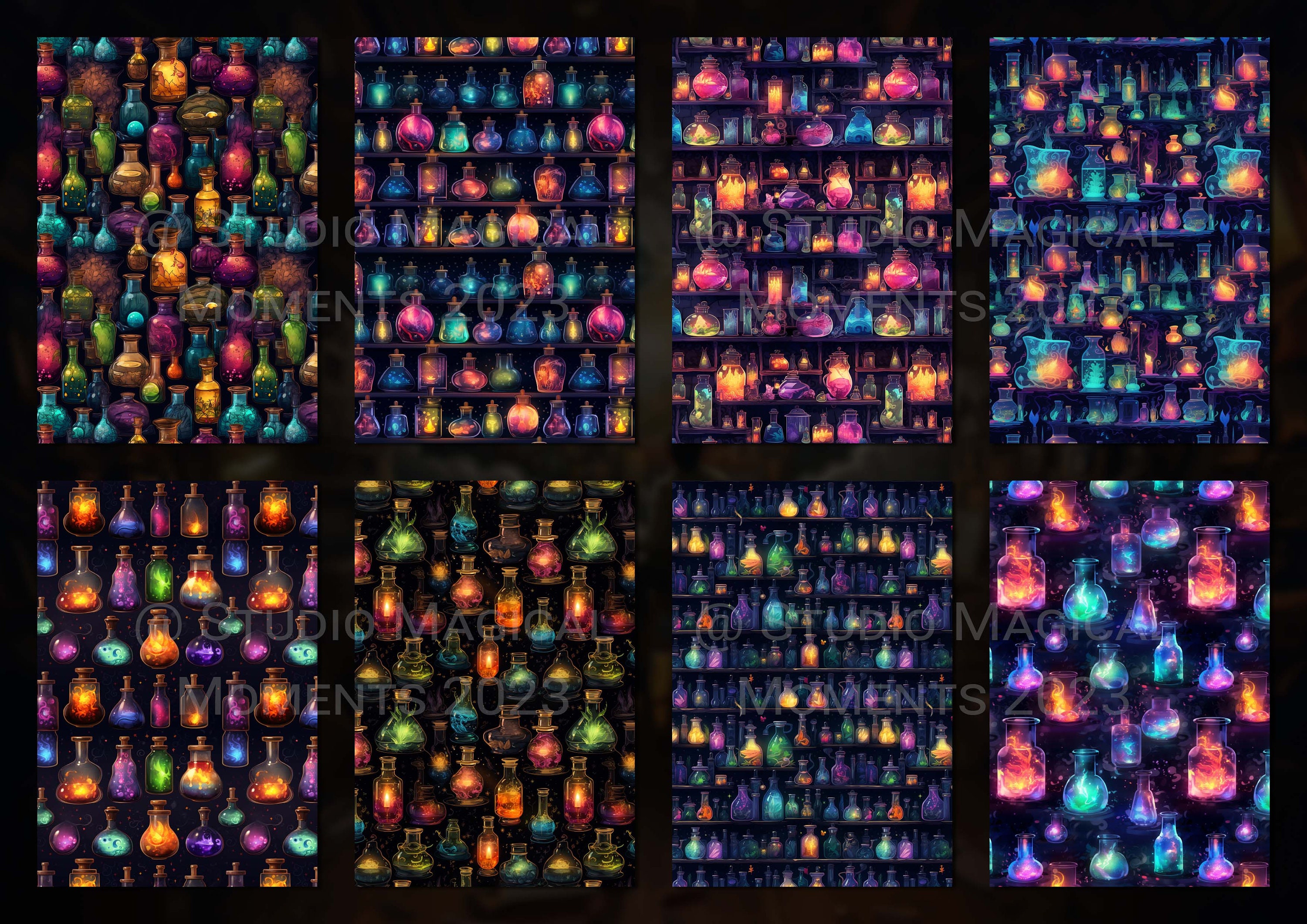 Magical Potions Seamless Patterns Pack Set of 16 Digital Papers ...