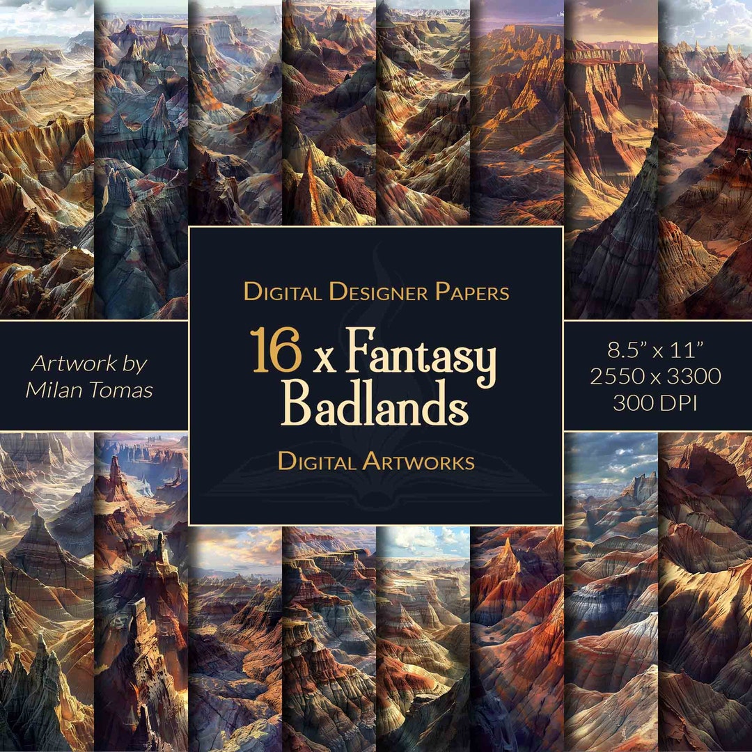 Fantasy Badlands Digital Papers: Scrapbook & Junk Journal (digital ...
