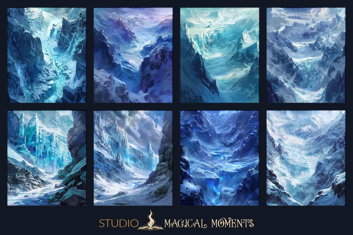 Fantasy Glaciers Digital Paper Pack: Scrapbook & Junk Journal (digital ...