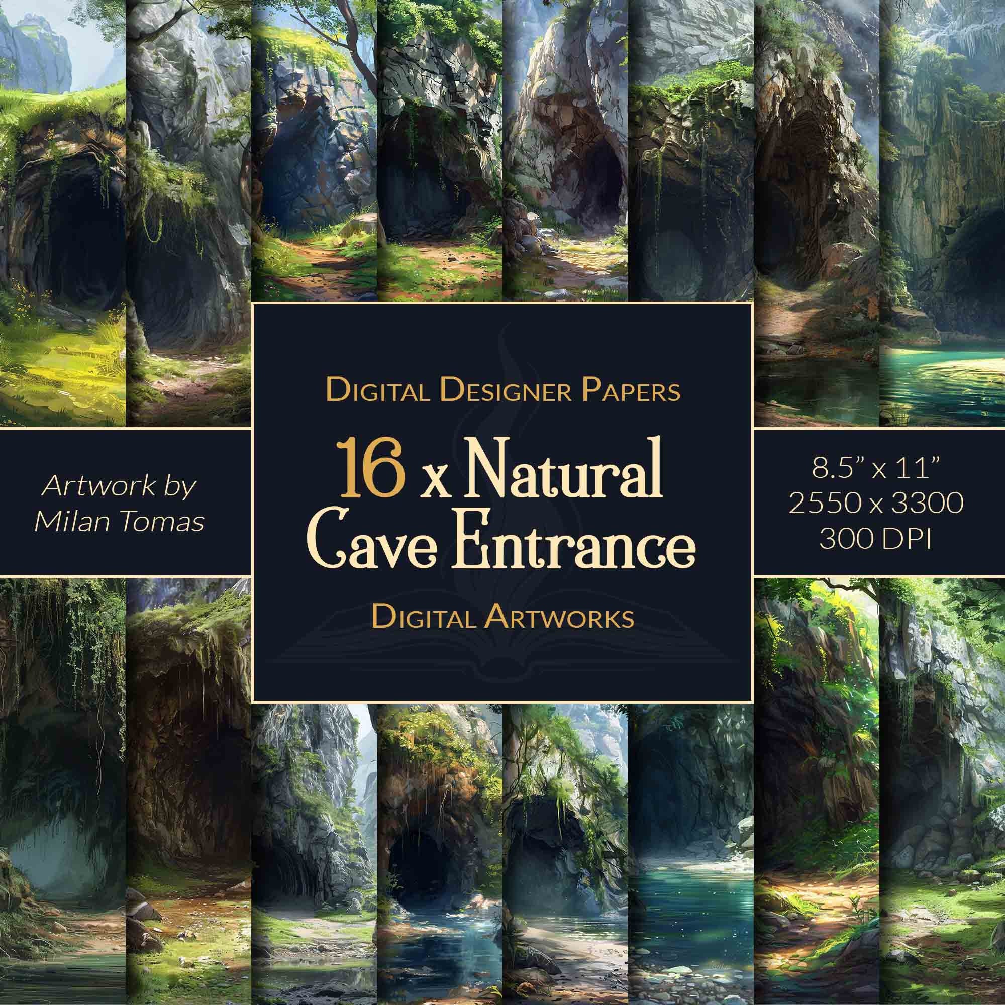 Cave Entrance Digital Paper: Fantasy Scrapbook Art (digital Download ...