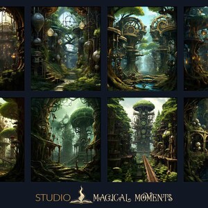 Steampunk Forest Digital Artworks Pack | Set of 16 Digital Papers ...