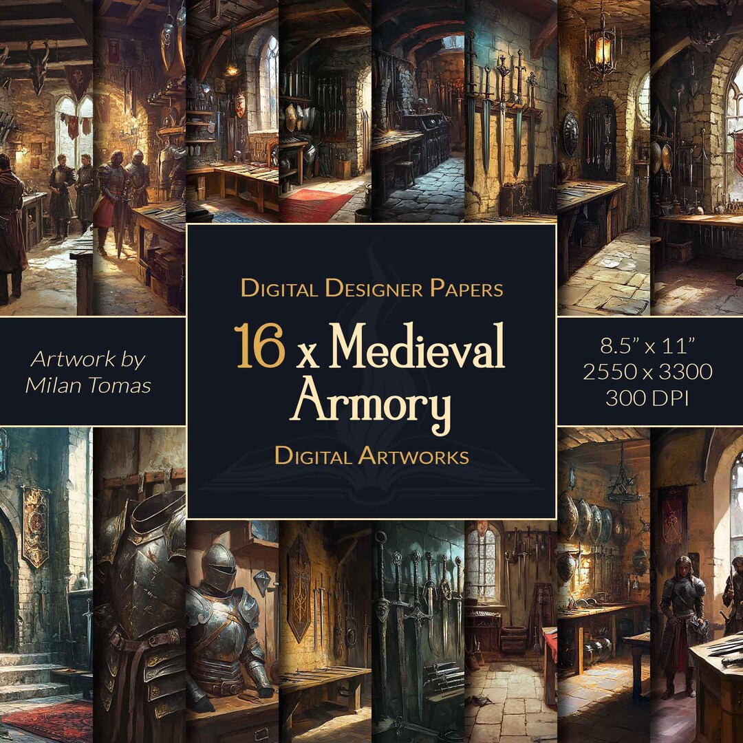 Medieval Armory Digital Artworks: Scrapbook Paper Pack (digital ...