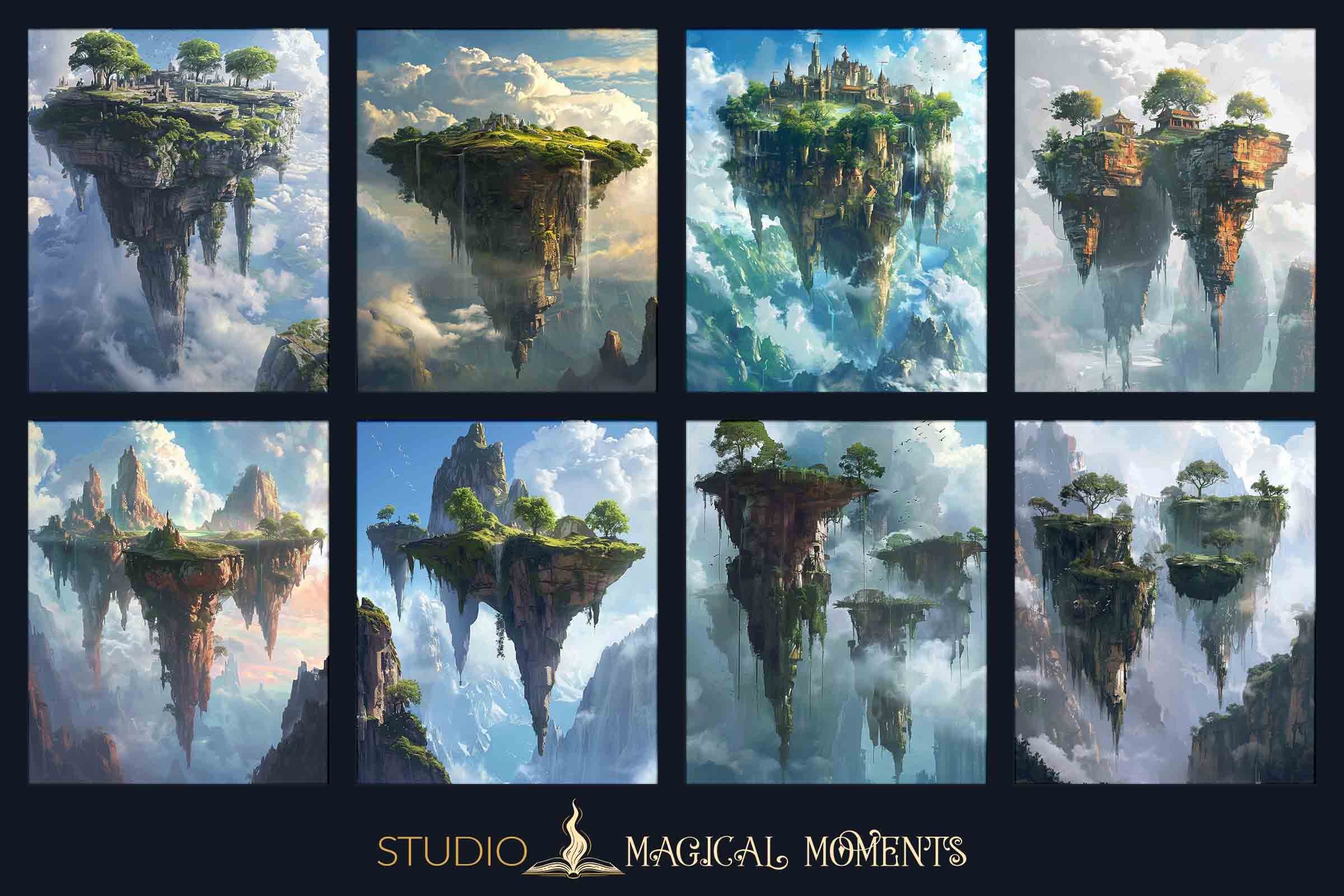 Floating Islands Digital Artworks Pack | Set of 16 Digital Papers ...