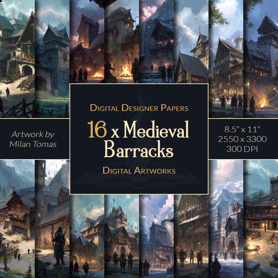 Medieval Barracks Digital Artworks: Scrapbook Paper Pack (digital ...