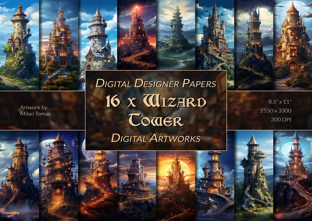 Wizard Tower Digital Artworks Pack Set of 16 Digital Papers - Etsy