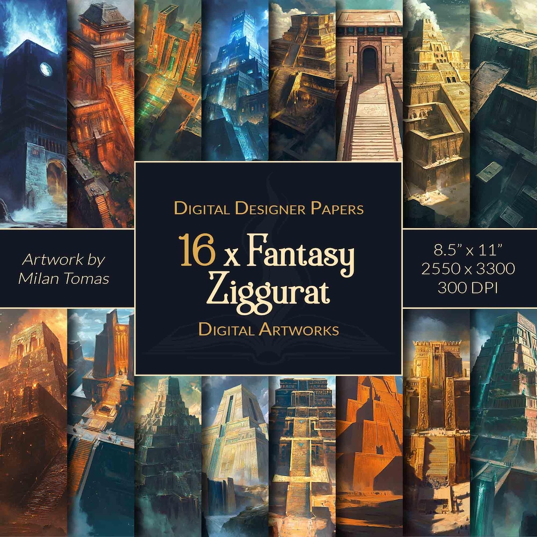Fantasy Ziggurat Digital Papers: Scrapbook & Junk Journal Art (digital ...