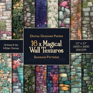 Magical Wall Textures Seamless Patterns Pack | Set of 16 Digital Papers ...