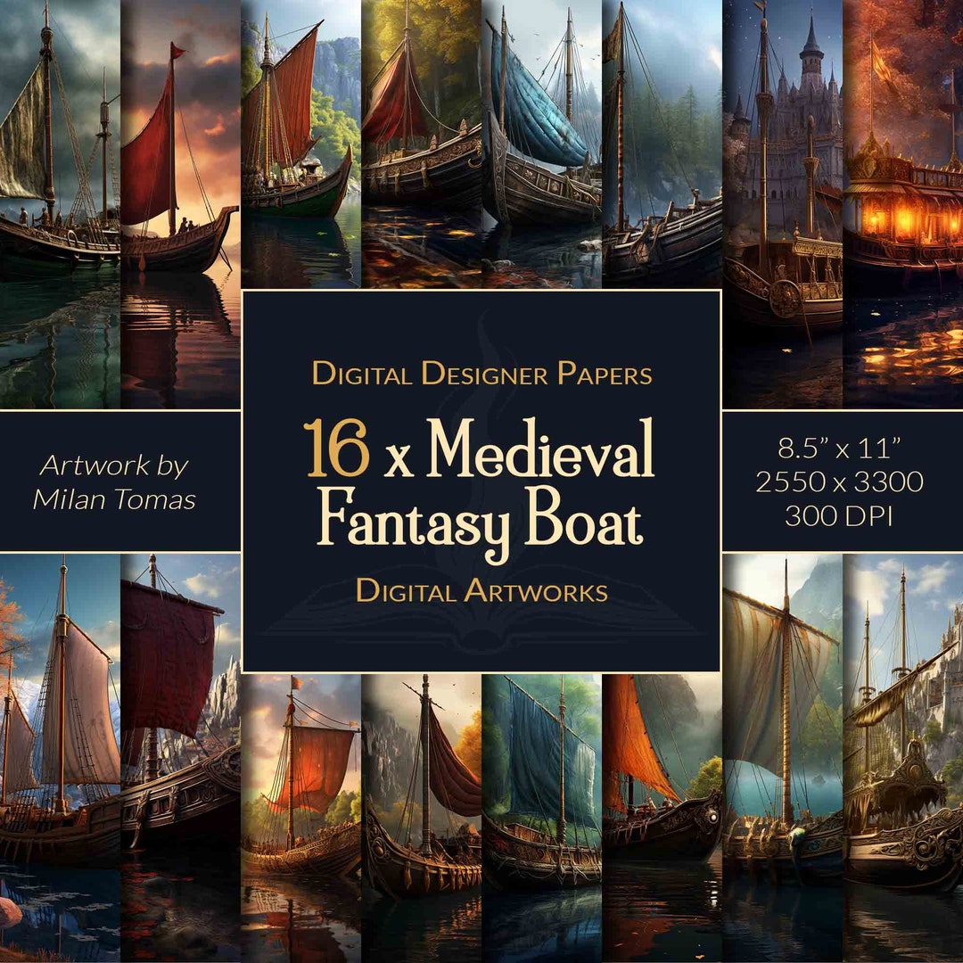 Medieval Fantasy Boat Art: 16 Digital Papers (digital Download) - Etsy