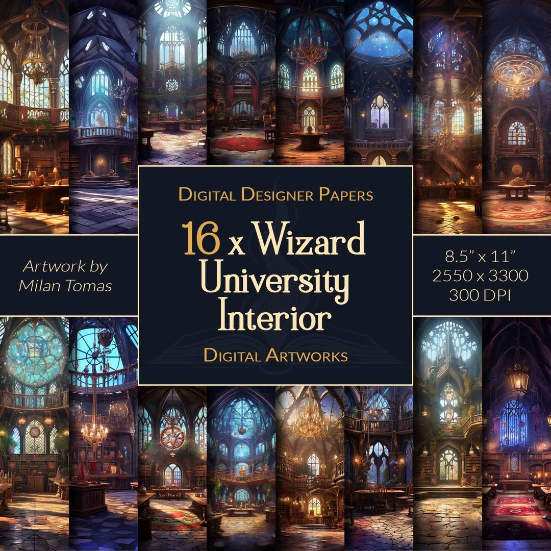 Wizard University Interior Digital Artworks Pack | Set of 16 Digital ...