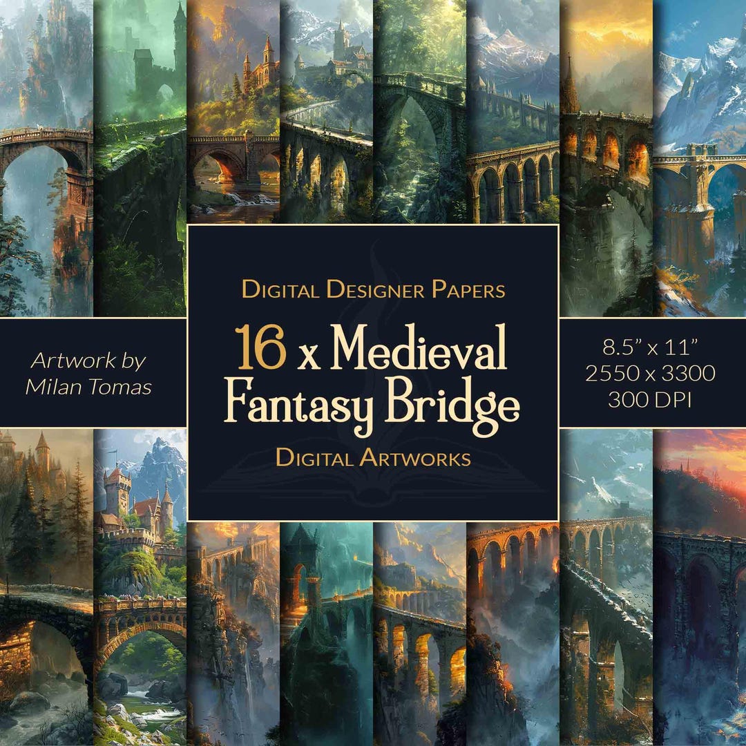 Medieval Bridge Art: Fantasy Digital Paper Pack (digital Download) - Etsy