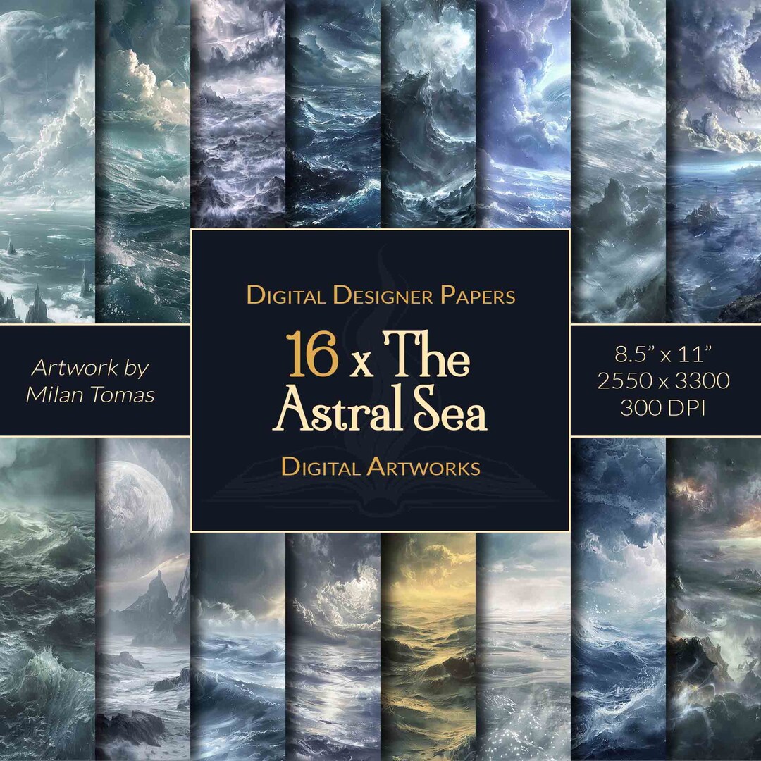 Astral Sea Digital Paper Pack: Cosmic Scrapbook Art (digital Download ...