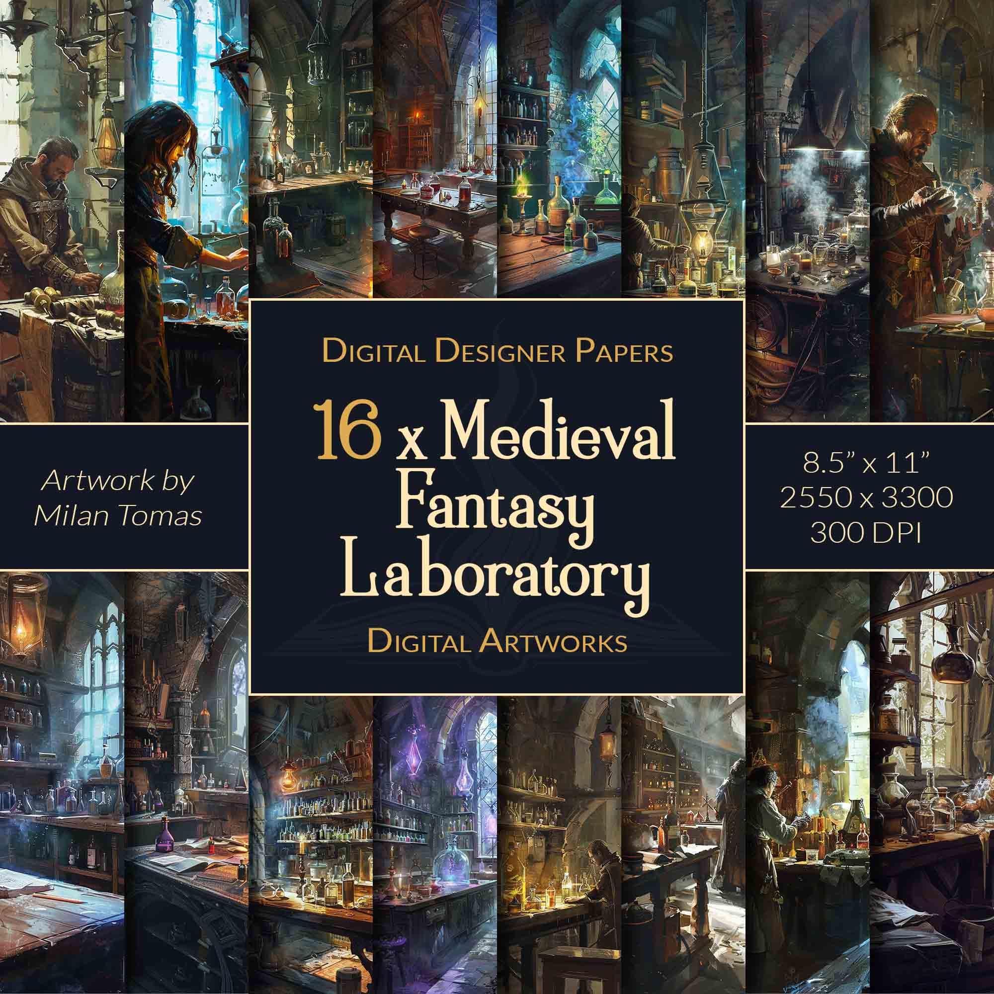 Medieval Fantasy Laboratory Digital Artworks Pack Set of 16 Digital ...
