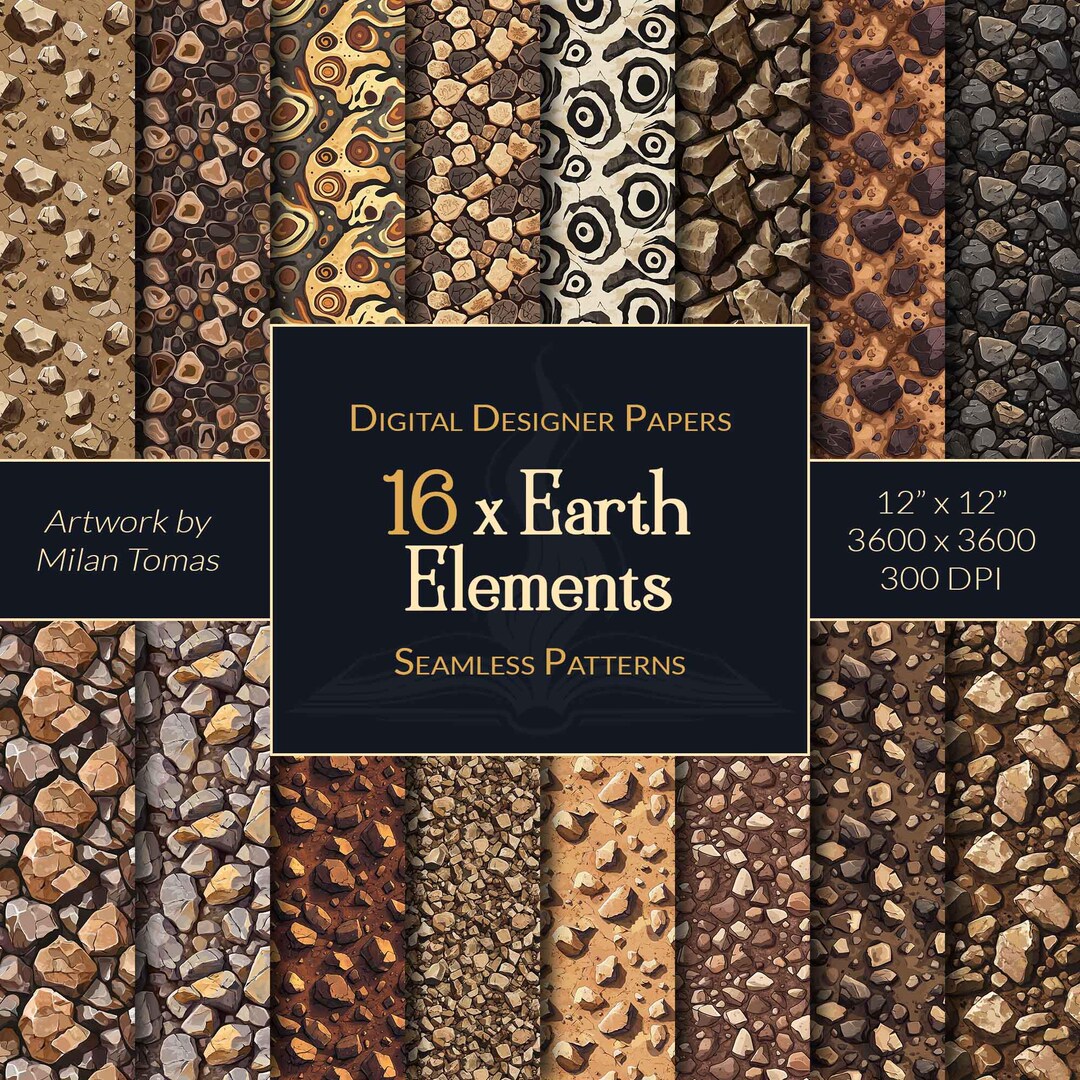 Earth Elements Seamless Patterns: Scrapbook Paper (digital Download) - Etsy