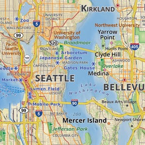 Puget Sound Map - Etsy