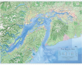 Salish Sea Laser Carved 3d Wood Map - Etsy