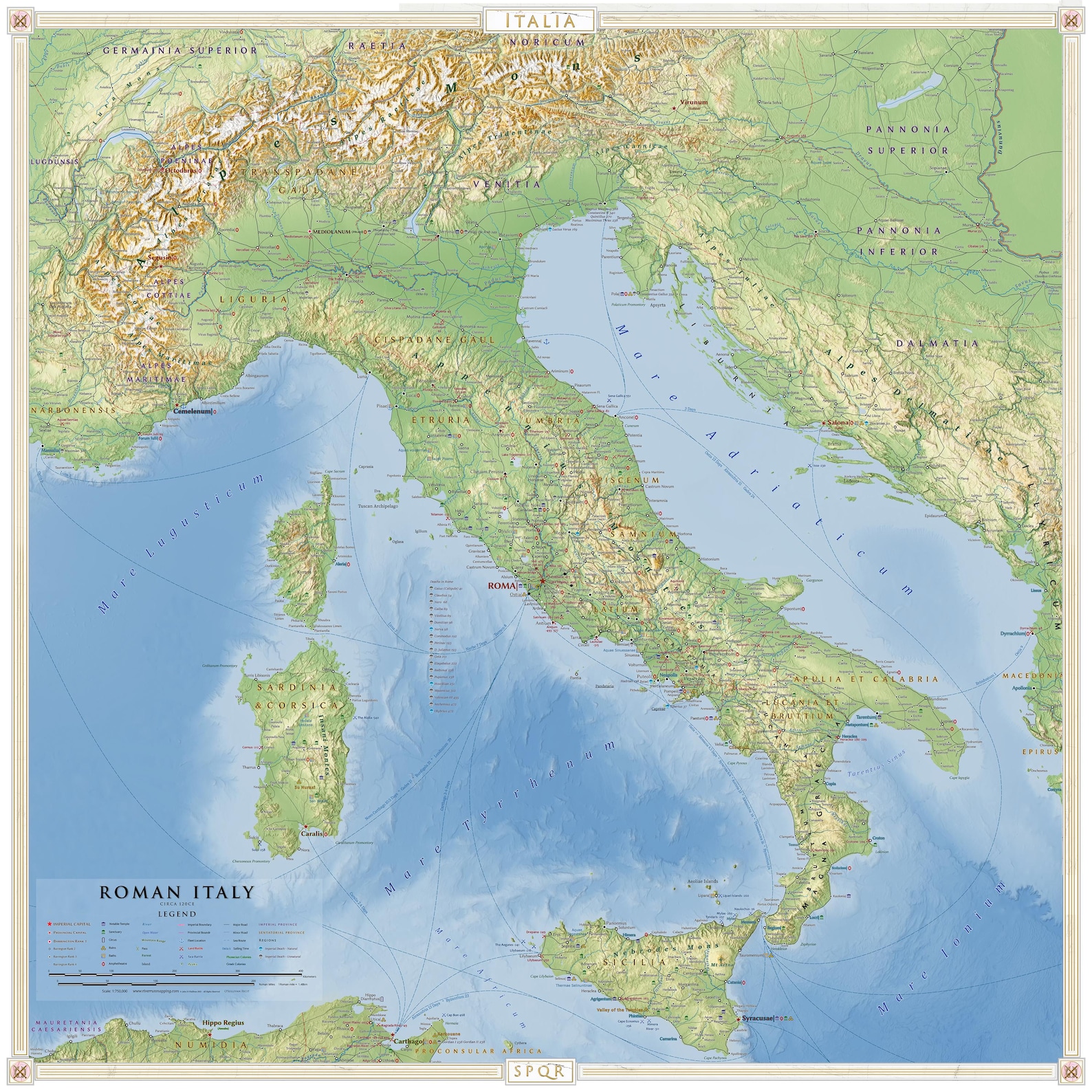 Roman Italy Wall Map - Etsy