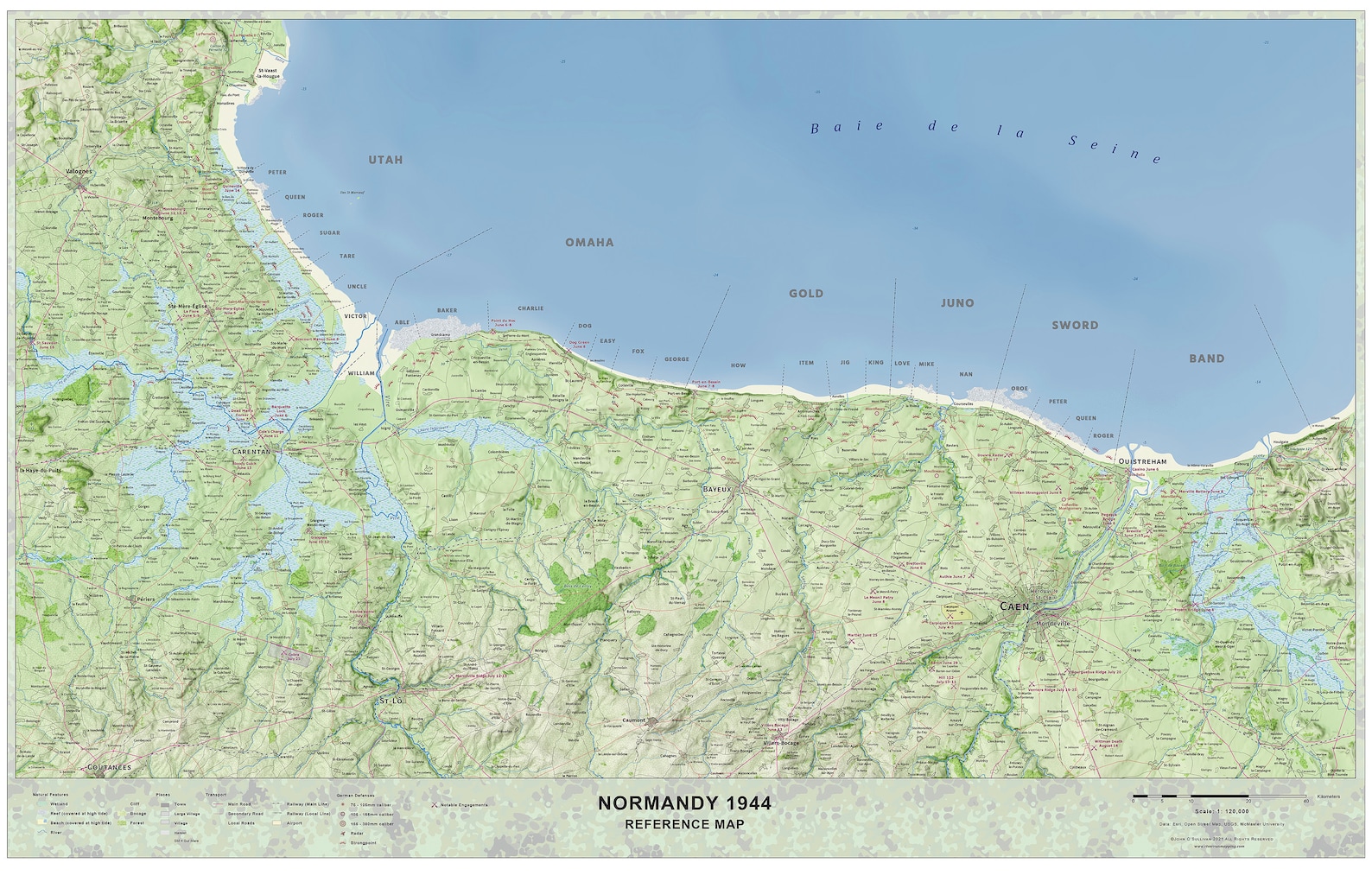 Normandy 1944 Reference Map - Etsy