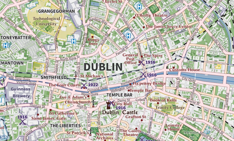 Dublin, Ireland Map - Etsy