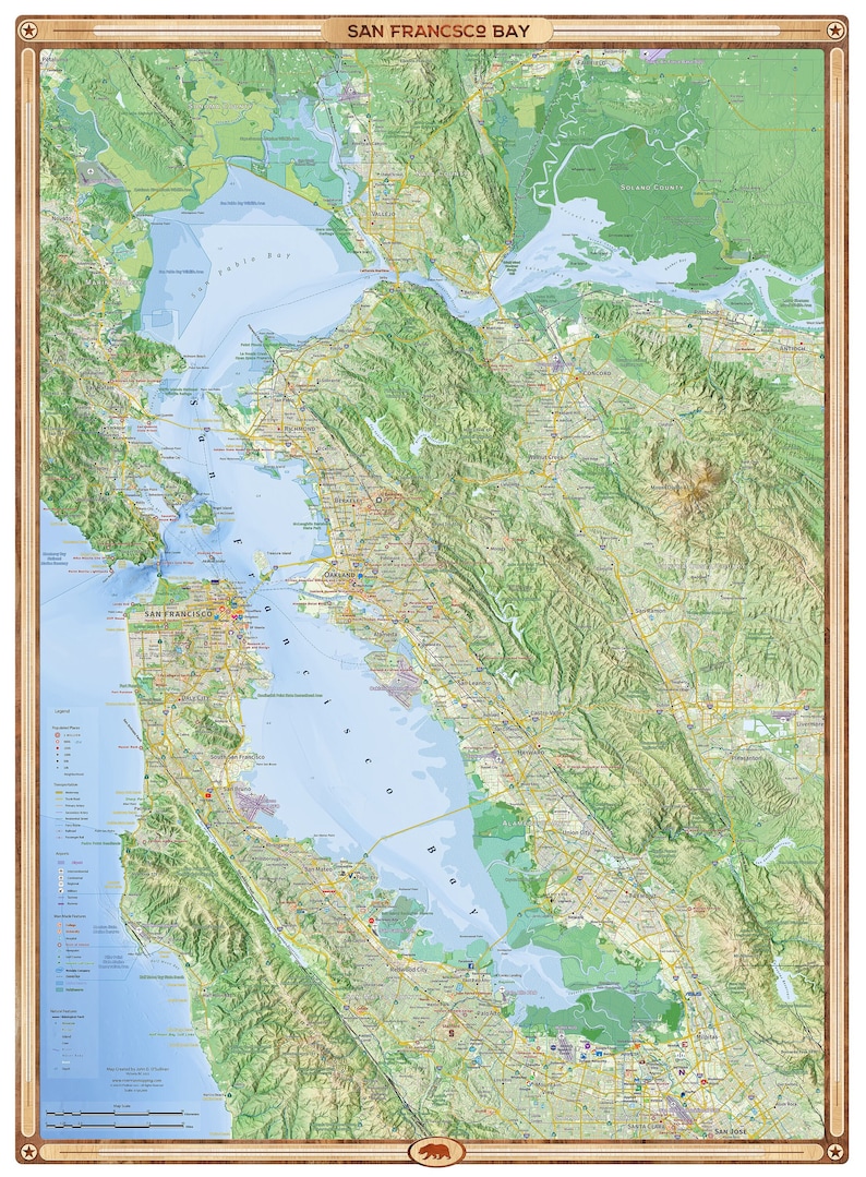 San Francisco Bay Map - Etsy