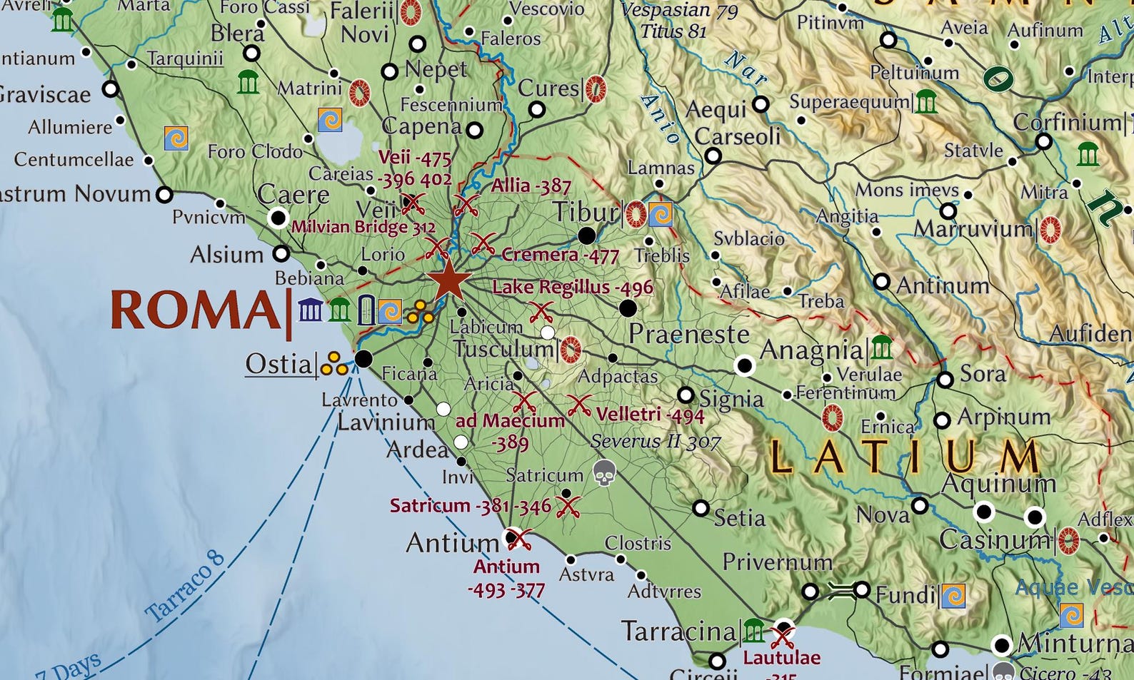 Roman Italy Wall Map - Etsy