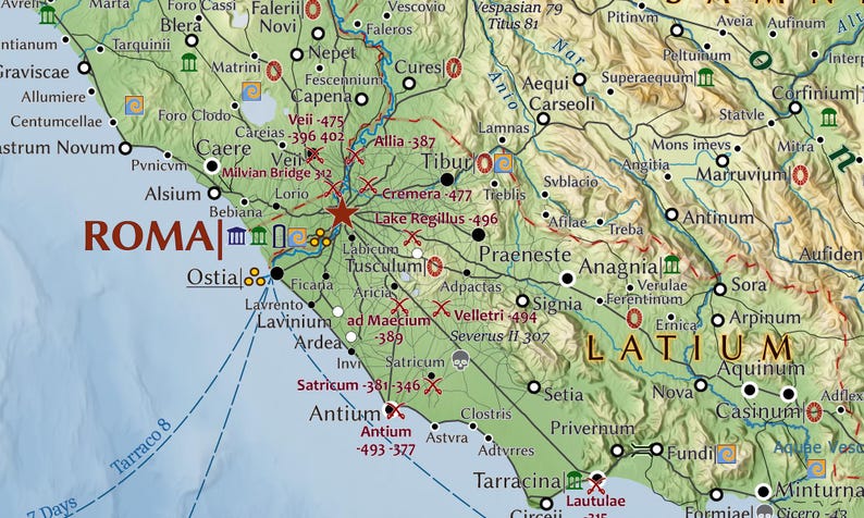 Roman Italy Wall Map - Etsy