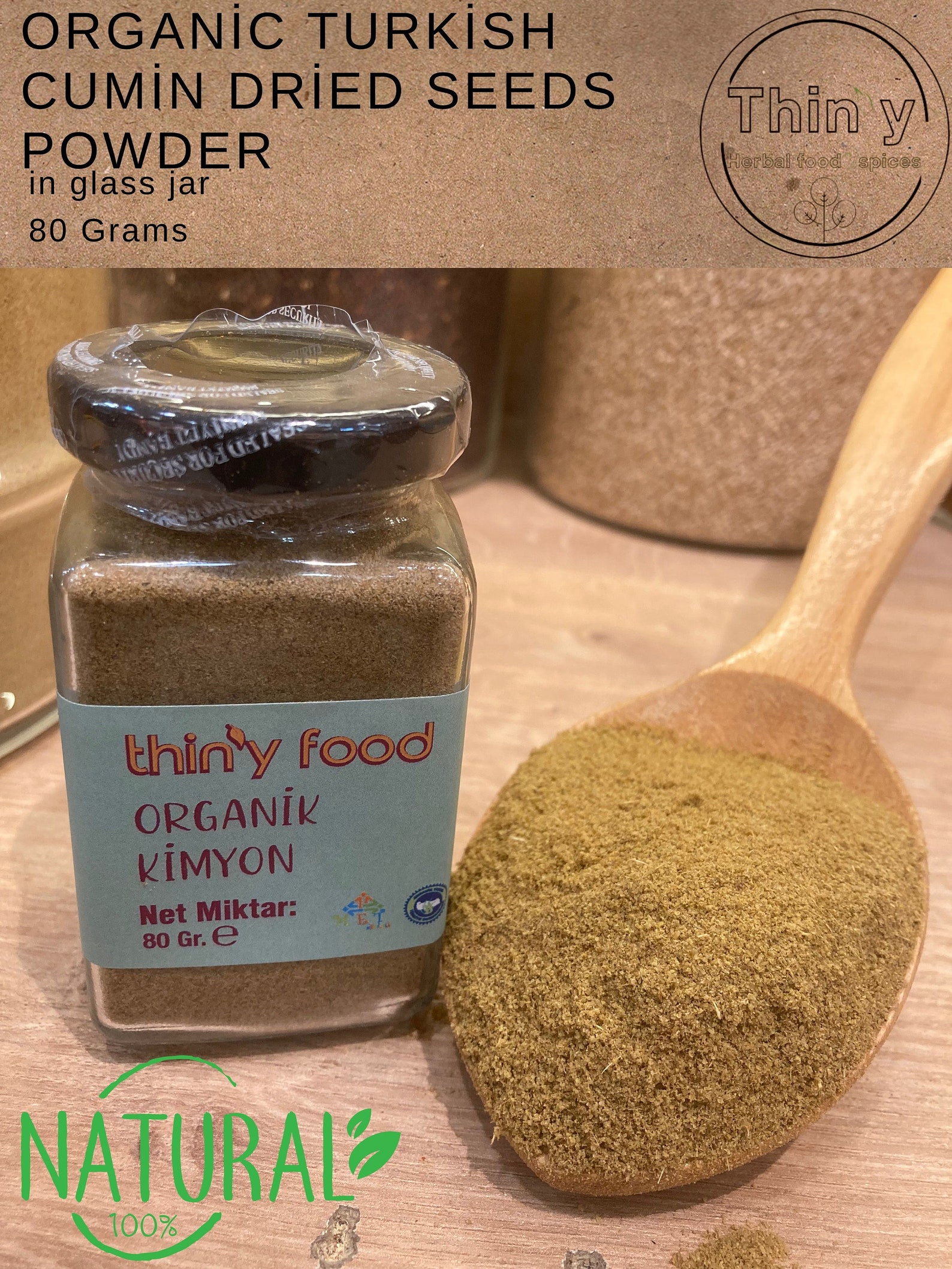 100% Turkish Organic Cumin Dried Seeds Powder 80 Gr | Cuminum Cyminum ...