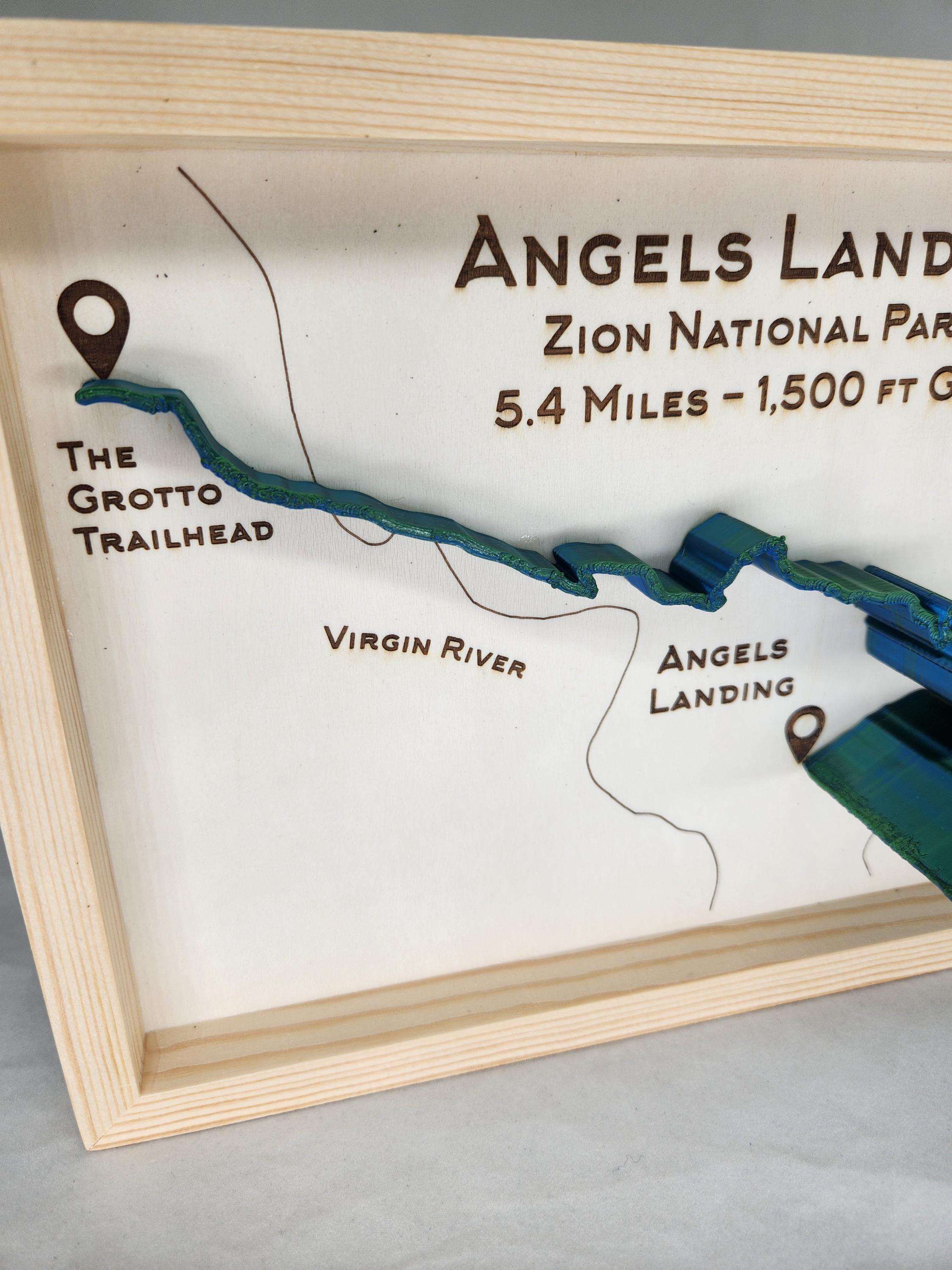 Angels Landing Trail, Zion National Park, 3D Printed, Laser Engraved ...