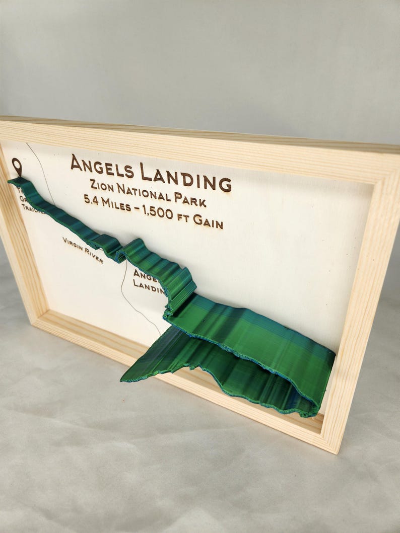 Angels Landing Trail, Zion National Park, 3D Printed, Laser Engraved ...