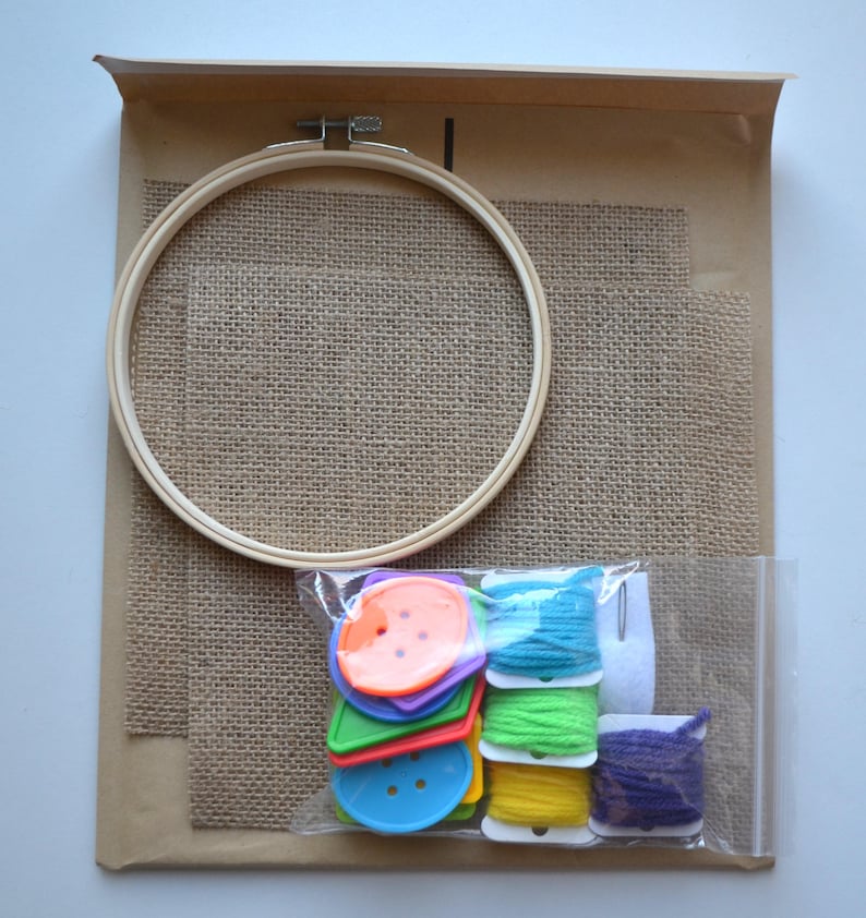 Kids Learn to Sew Kit: Burlap, Buttons, Preschool Sewing - Etsy