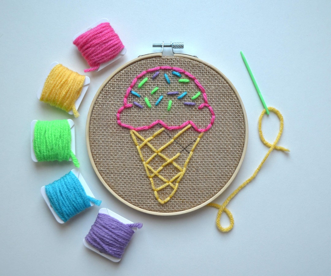 Beginner Sewing Kit, Embroidery for Kids, Ice Cream Craft - Etsy