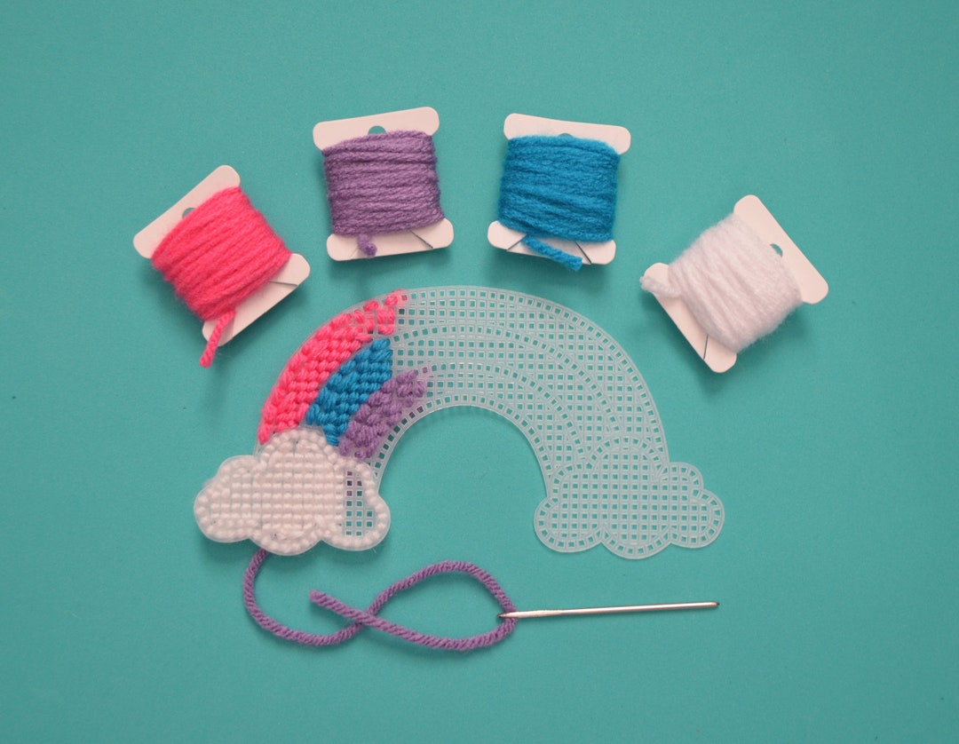 Sewing Craft for Kids, Plastic Canvas Kit, Rainbow Craft - Etsy