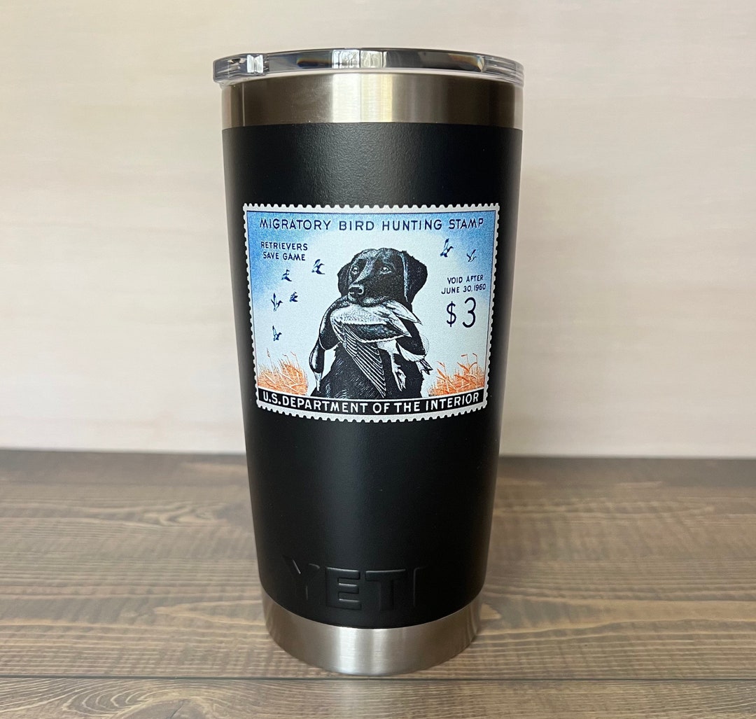 Yeti 20 Oz Black Tumbler Duck Stamp Old Camo 1960 Black Lab Stamp - Etsy